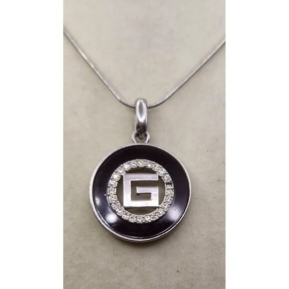 Guess | Jewelry | Black Lacquer Circle Pendant With Crystal Accents ...
